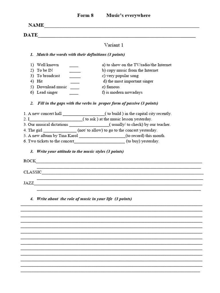 Music Worksheet | PDF | Musicology | Performing Arts