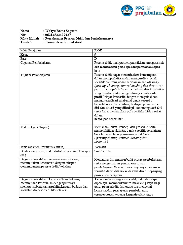 Muhammad Rafly-Demonstrasi Kontekstual-Topik 3 - PPDP | PDF | Karier ...