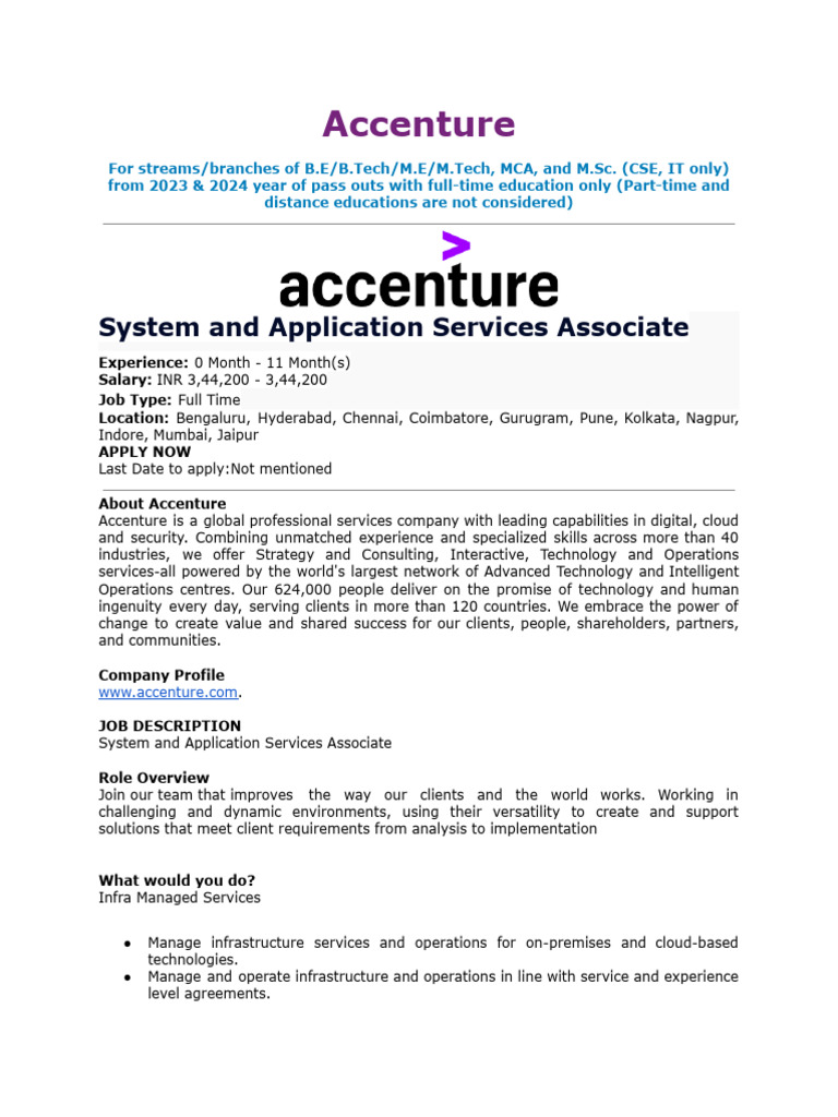 Job Opportunity_Accenture_BBA_Batch 2023 & 2024 | PDF | Application Software | Cloud Computing