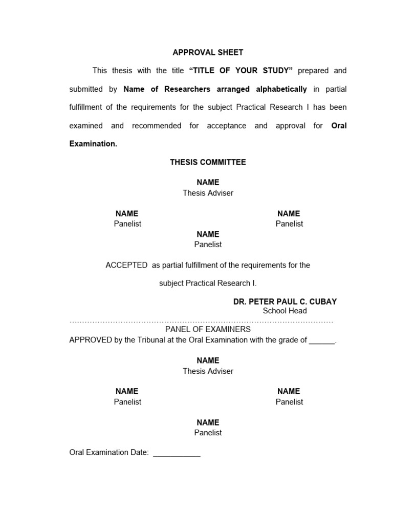 Thesis Approval Sheet Template | PDF