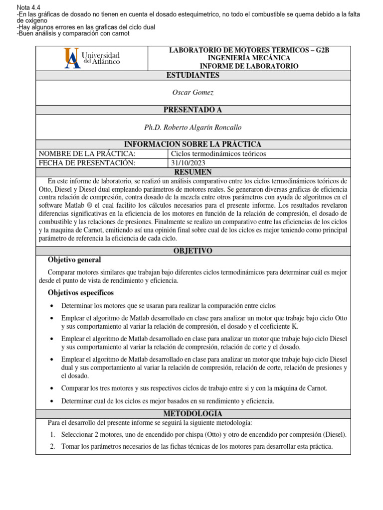 Lab III Gomez | PDF | Motor diesel | Cantidades fisicas