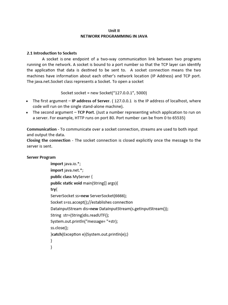 AJP Unit II | PDF | Network Socket | Transport Layer Security