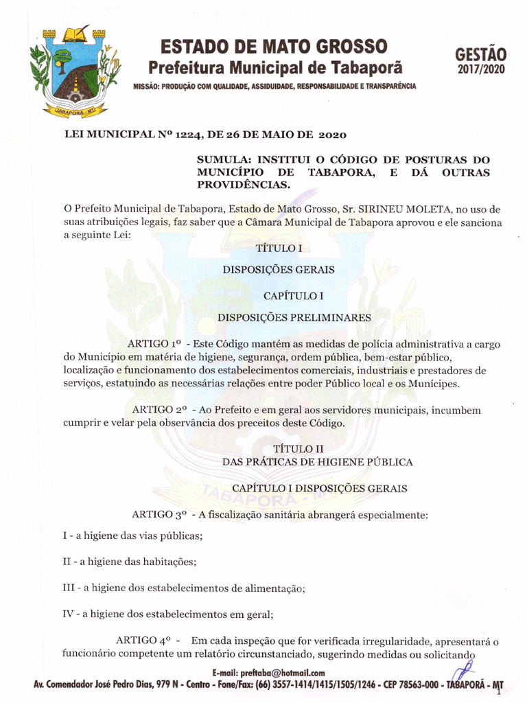 Código de Posturas (Lei 1224-2020) | PDF