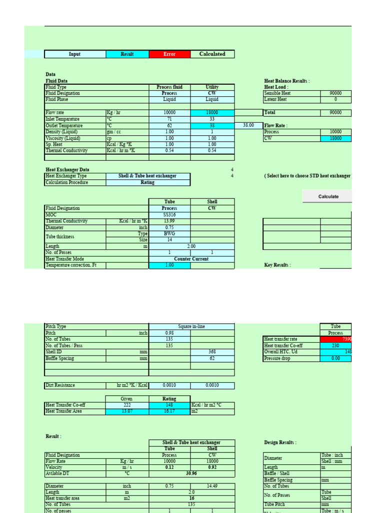 Heat Exchanger Calculation Sheet | PDF | Heat Exchanger | Heat Transfer