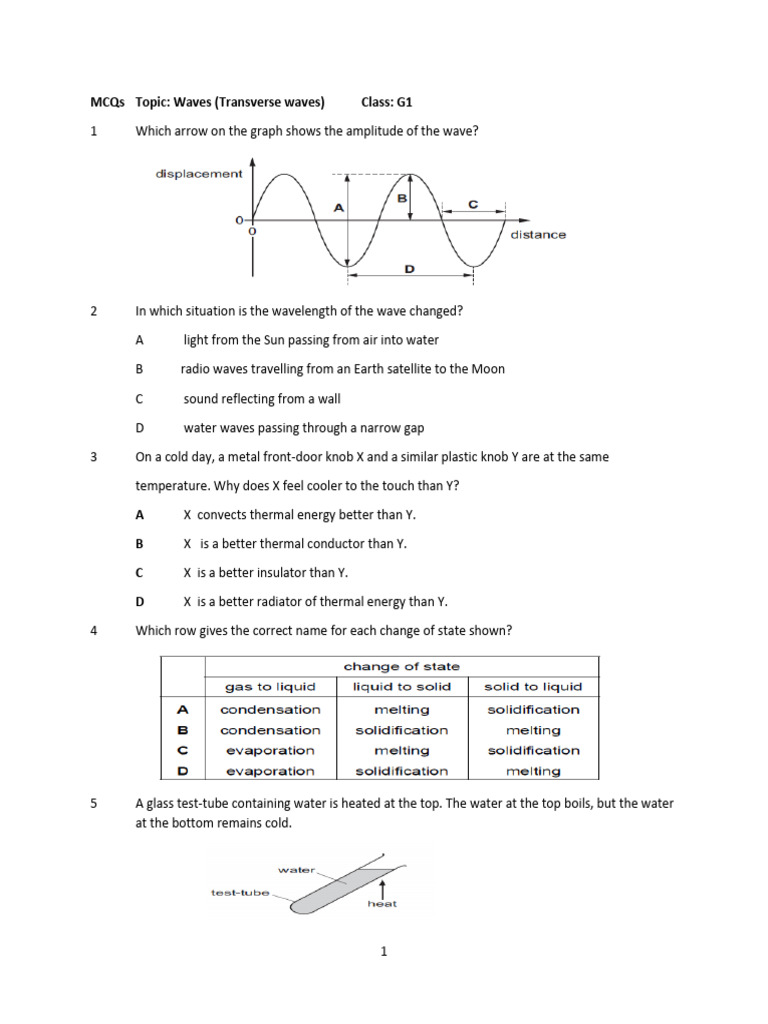 G1 Transverse Waves | PDF | Waves | Frequency