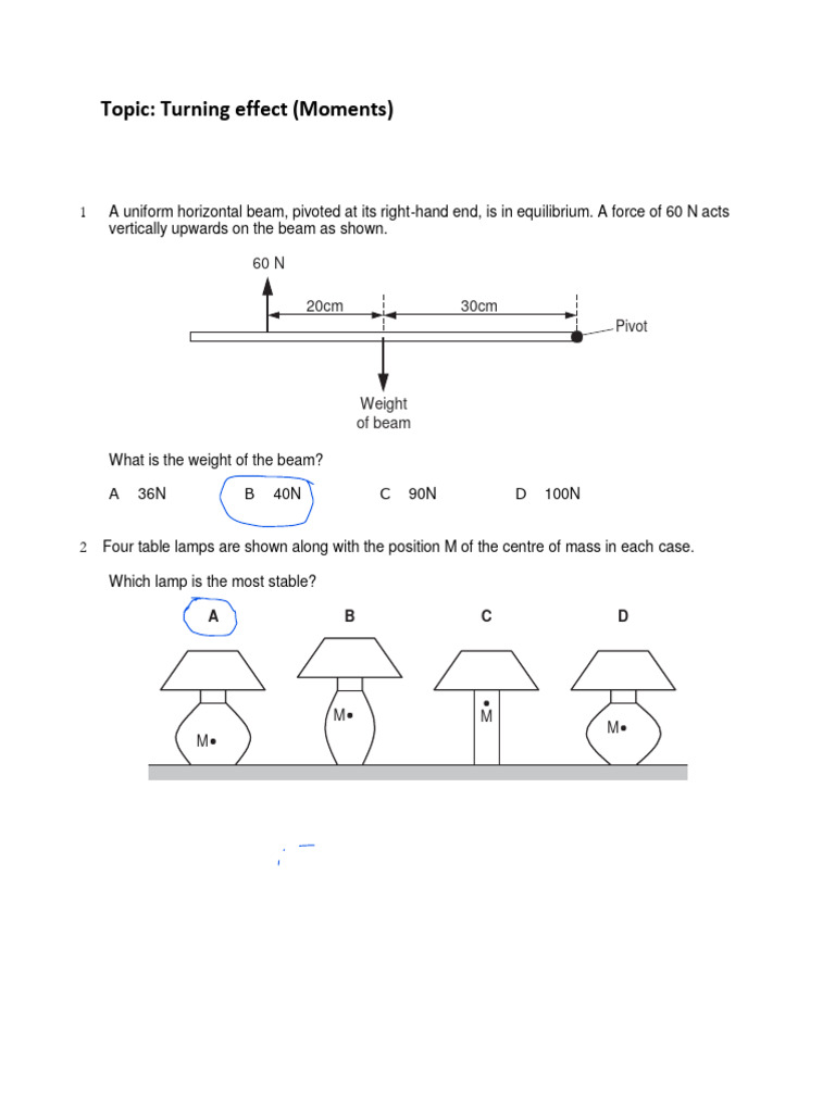 Moments and Forces in Equilibrium | PDF | Center Of Mass | Weight