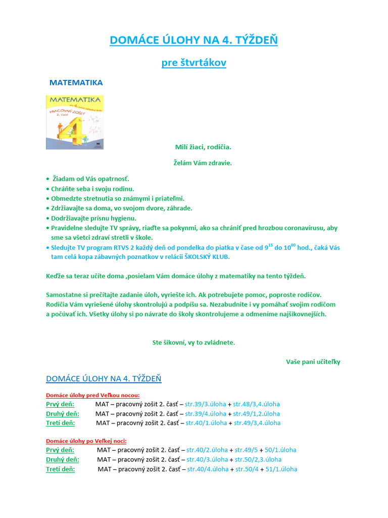 MAT 4 4.rocnik | PDF