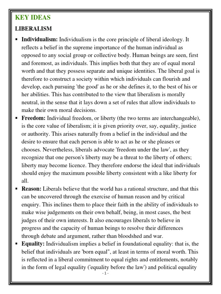 Key Ideas: Liberalism | PDF | Liberty | Liberalism
