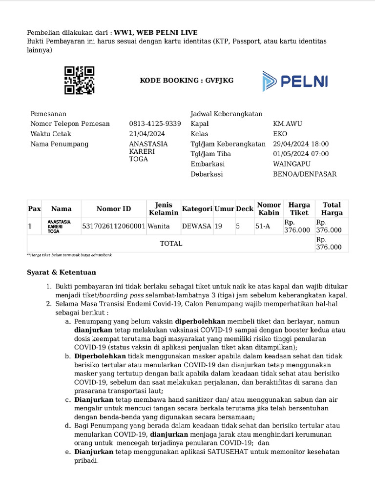 E-Tiket KM - Awu.. ... | PDF
