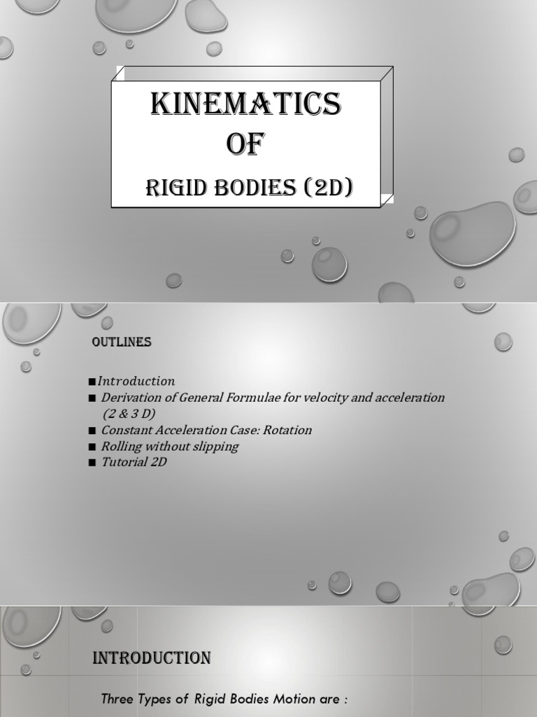 Chapter 3 Kinematics Of Rigid Bodies 2d Pdf Kinematics Velocity