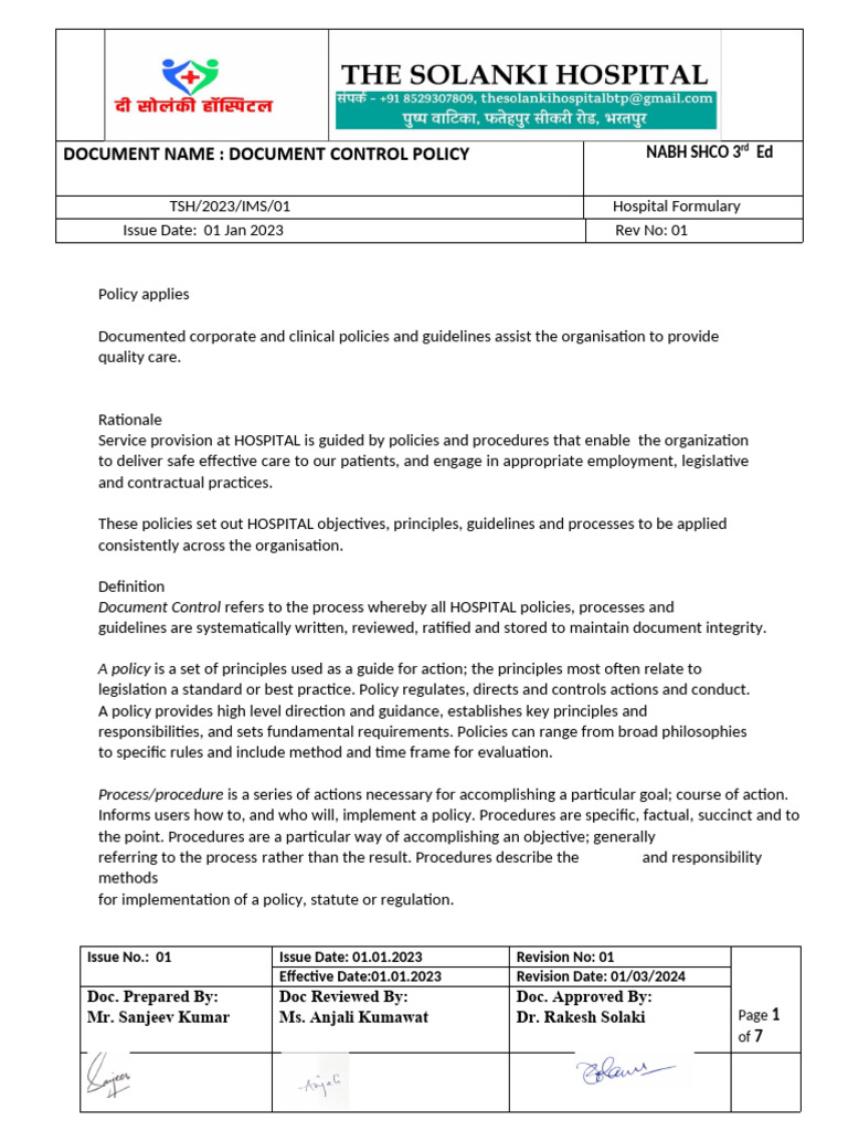 Ims Document Control Policy | Download Free PDF | Policy | Health Care