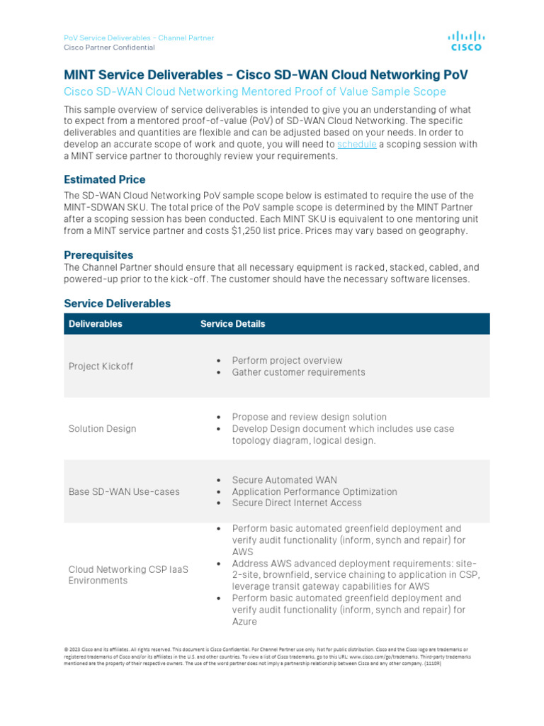 MINT SD WAN Cloud Networking PoV Scope Guide | PDF | Cloud Computing ...