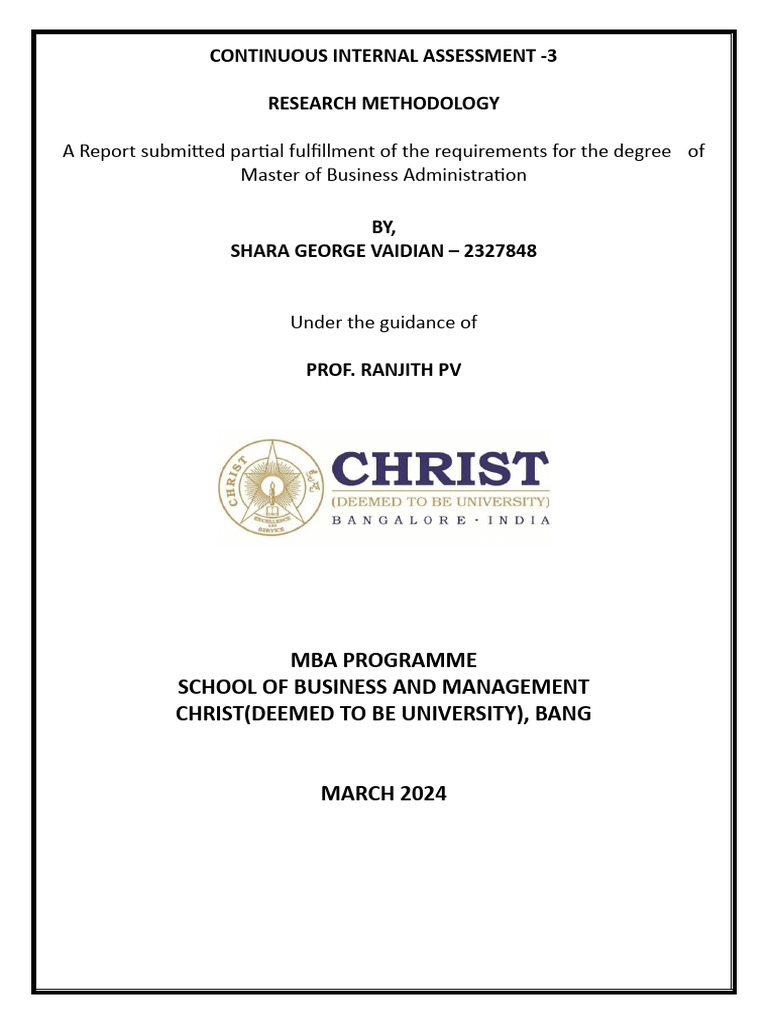 RM _ CIA3 | PDF | Consumer Behaviour | Survey Methodology