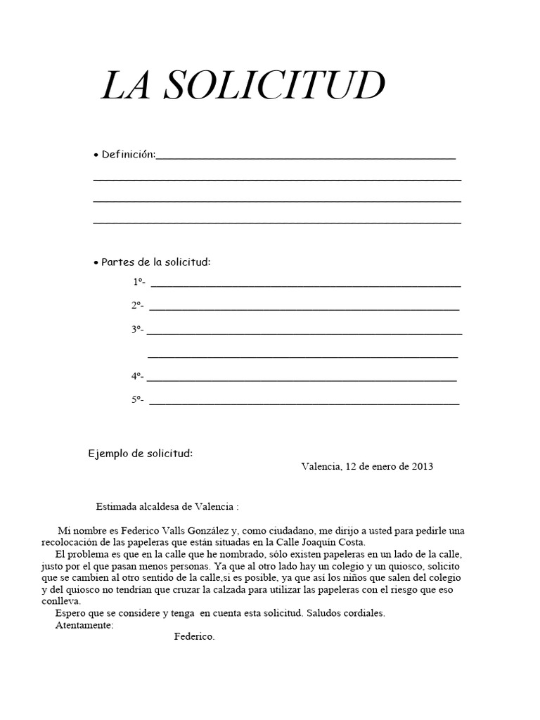 ESCRIBIR UNA SOLICITUD | PDF