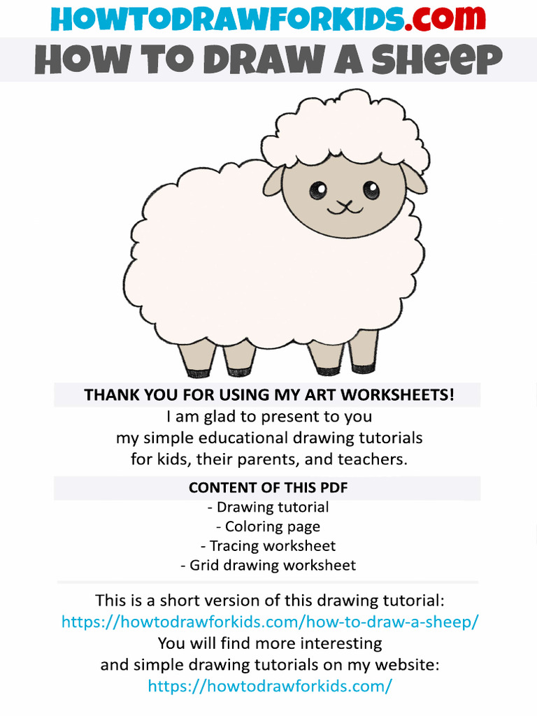 Sheep Drawing Worksheets | PDF