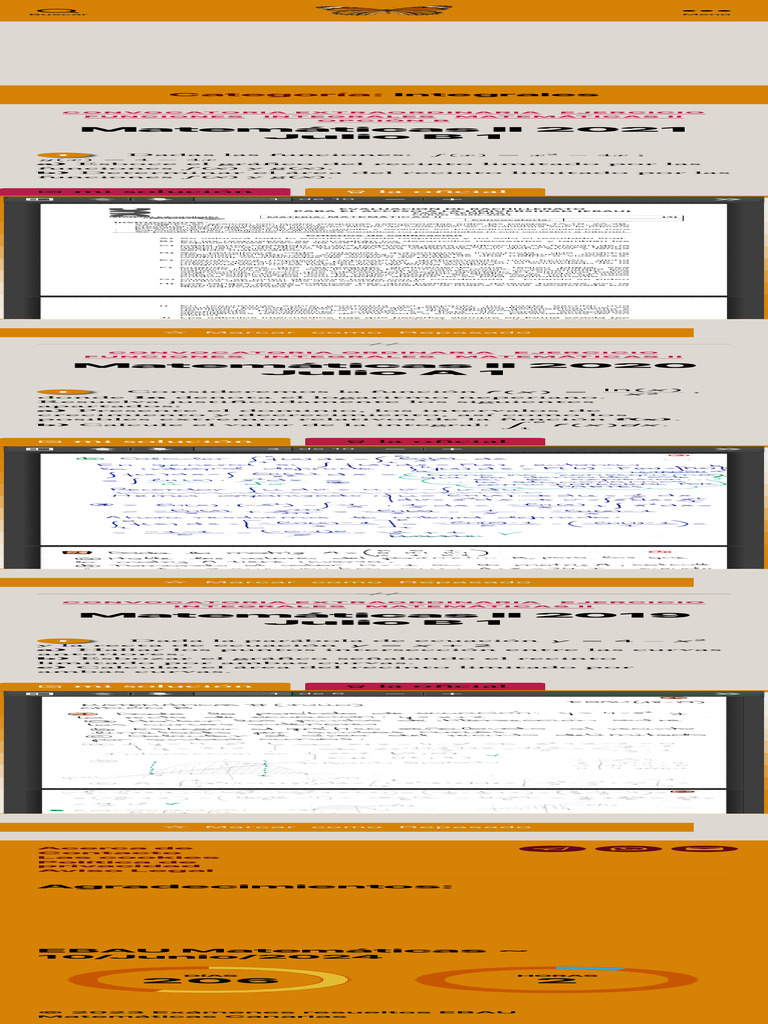 Integrales archivos » Exámenes resueltos EBAU Mat… | PDF | Ecuaciones | Integral