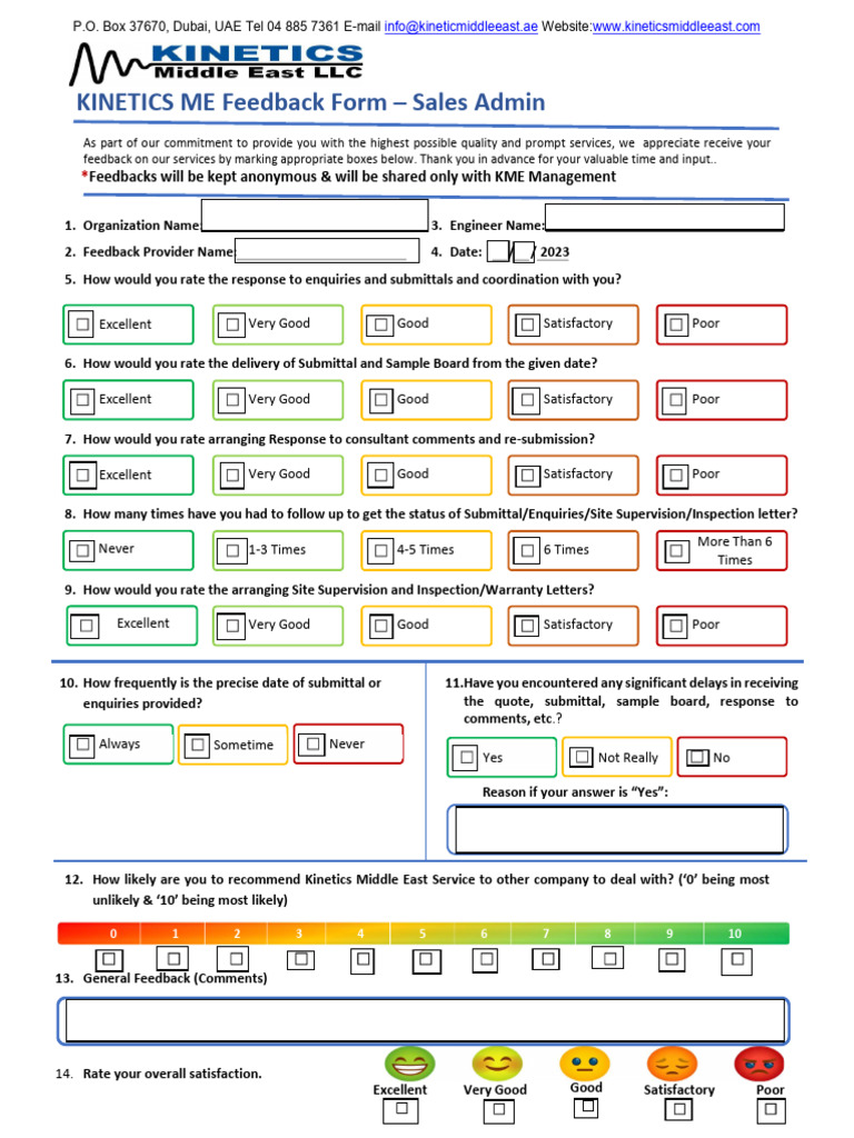 Sales Admin Feedback Form3a | PDF