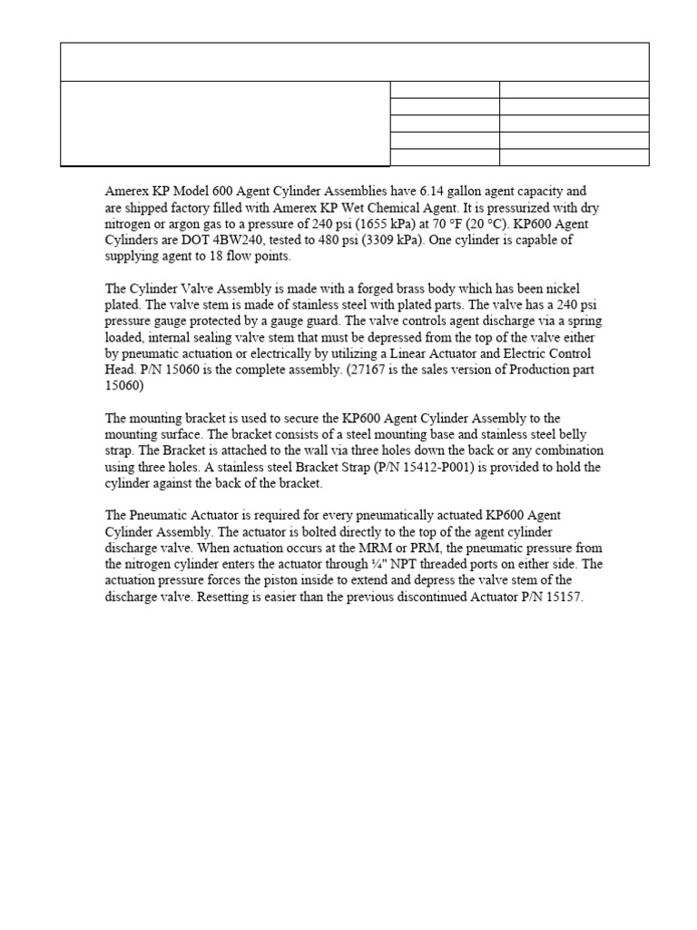 Amerex KP600 Agent Cylinder Overview | PDF | Science & Mathematics ...