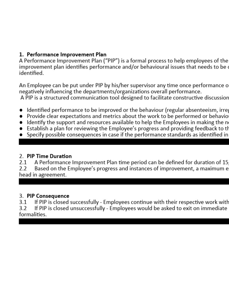 Performance Improvement Plan Guide | PDF | Employment | Business