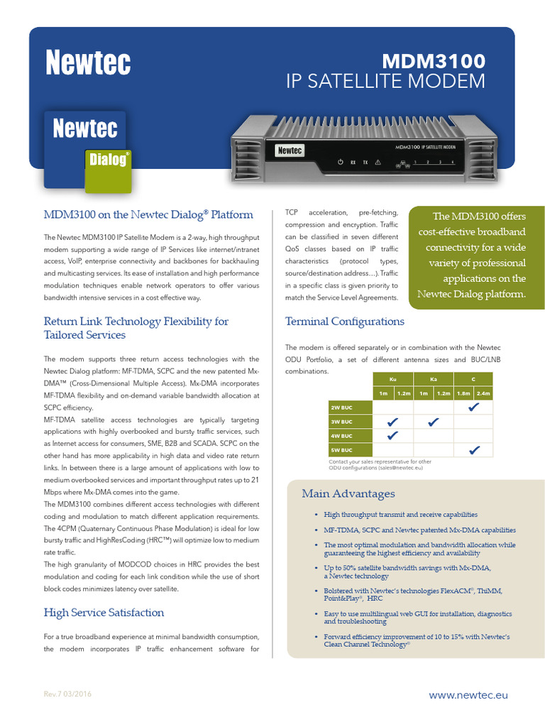 Newtec Mdm3100 On The Dialog Platform | Download Free PDF | Modem ...