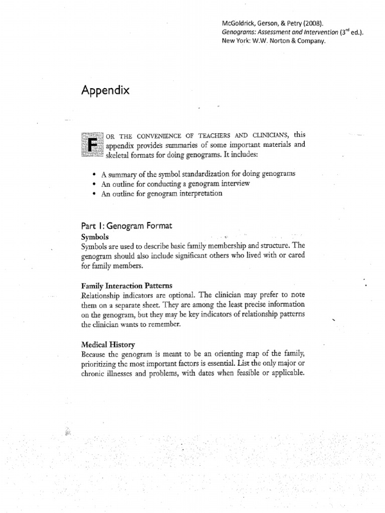 Genogram Appendix ( - McGoldrick | PDF