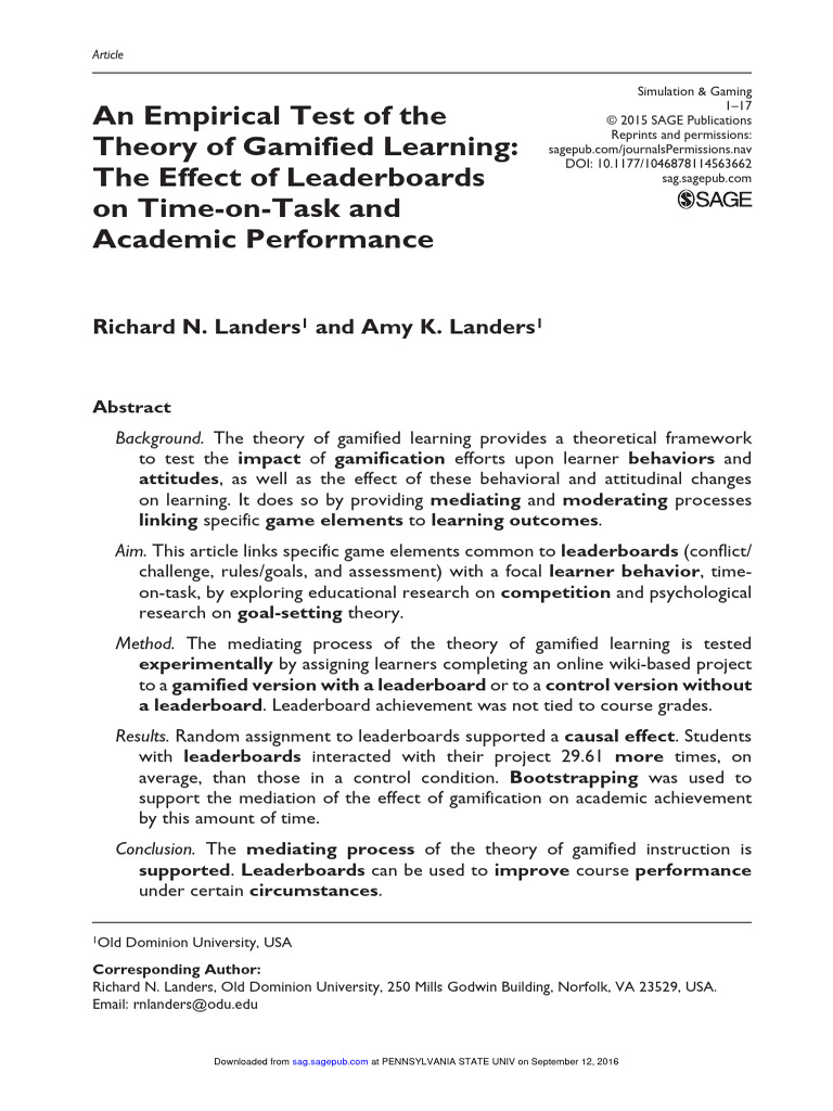 An Empirical Test of The Theory of Gamified Learning: The Effect of ...