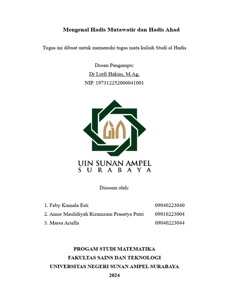 Memahami Hadis Mutawatir dan Ahad | PDF | Agama & Spiritualitas