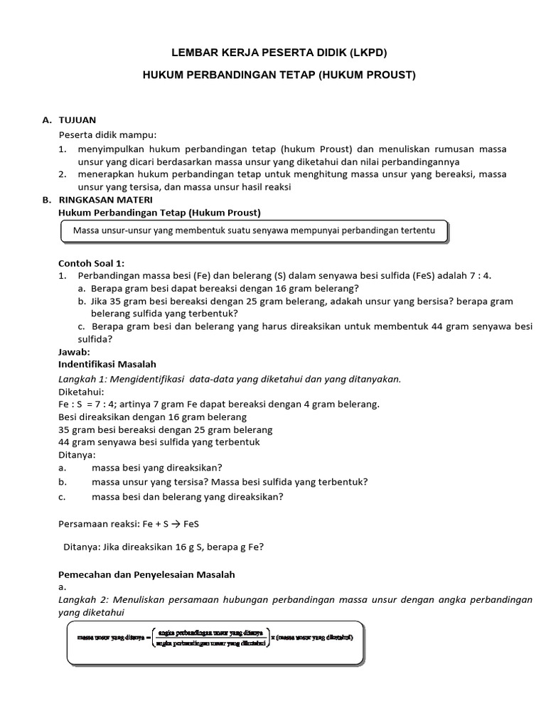 Hukum Perbandingan Tetap Proust dalam Kimia | PDF | Sains & Matematika