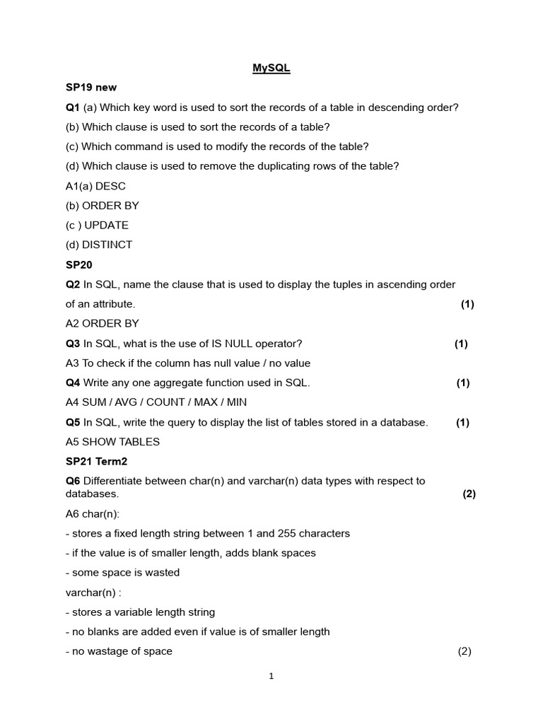 My Sql Pdf Table Database Computer Data