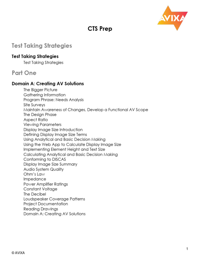 Cts Prep Course Outline - Avixa | PDF