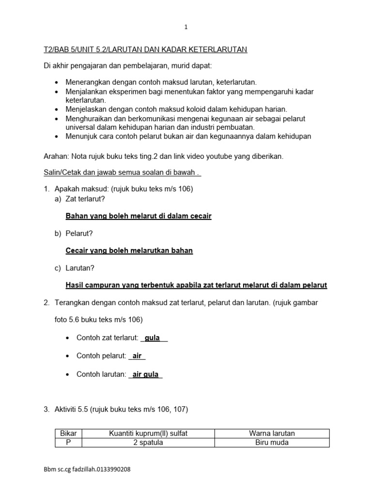 Latihan t2 Bab5 Unit5 2 (Guru) | PDF