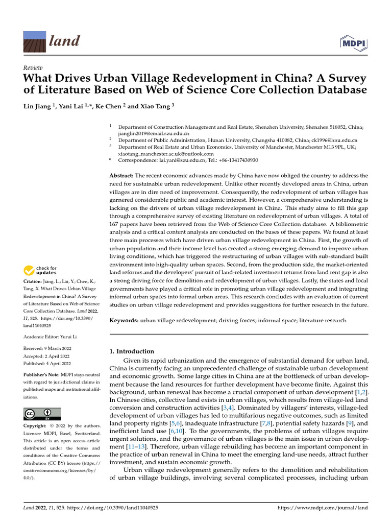 Jiang Et Al. - 2022 - What Drives Urban Village Redevelopment in China ...