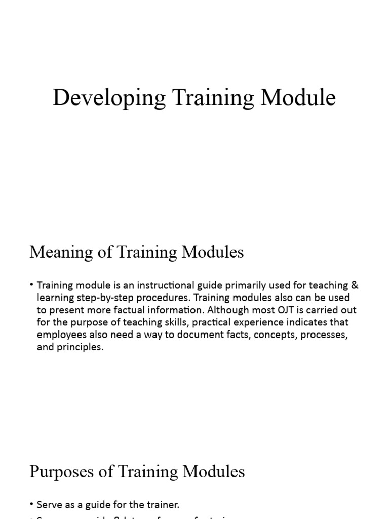 Developing Training Modules | PDF | Learning | Educational Assessment