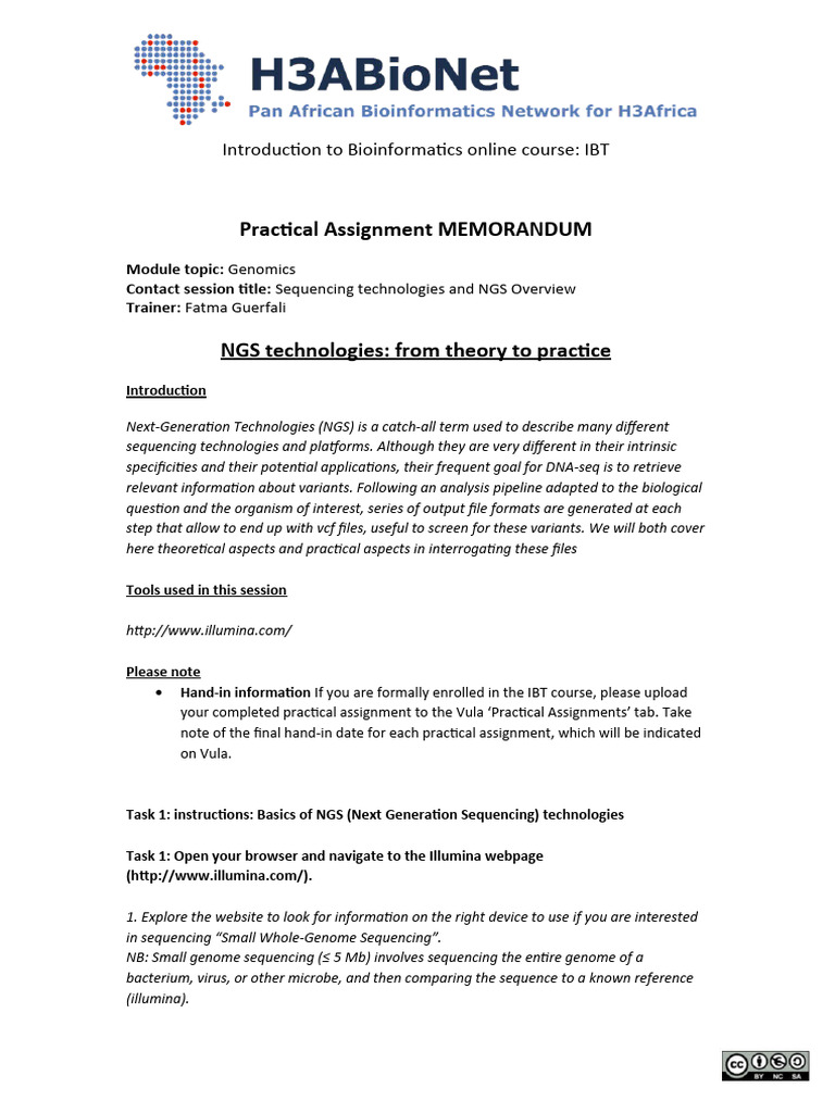IBT Practical Assignment MEMO Genomics S1 FGuerfali | PDF | Dna Sequencing | Molecular Biology