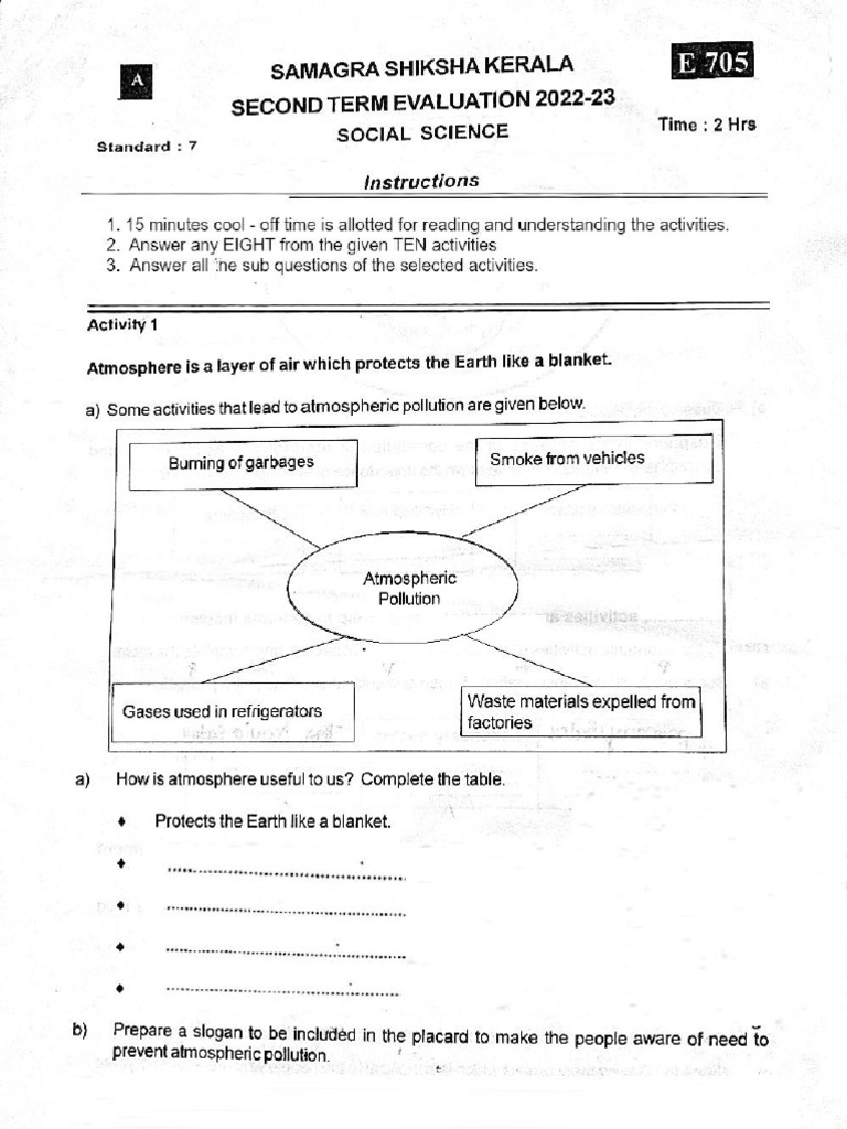 Kerala Second Term Exam 2022 Previous Question Paper STD 7 SS EM | PDF