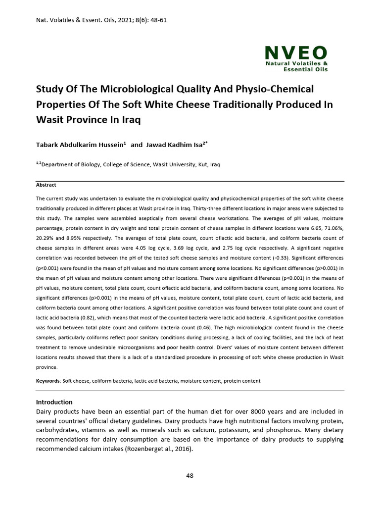 Study of The Microbiological Quality and Physio-Chemical Properties of ...
