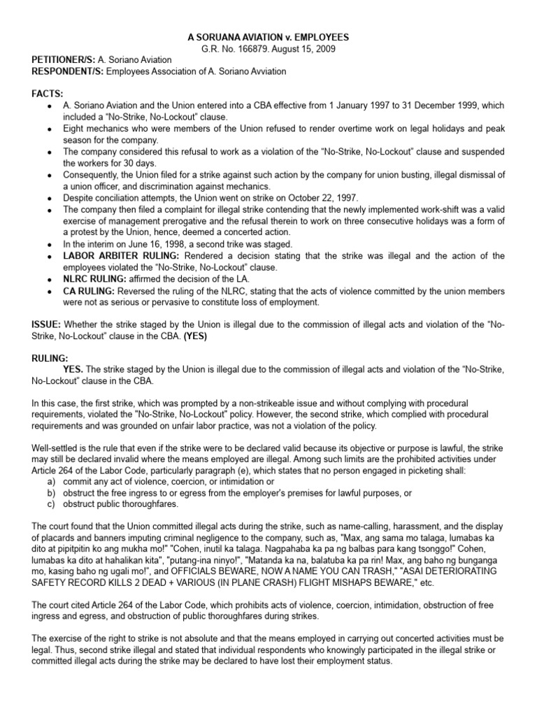 Invectives During A Strike - A SORUANA AVIATION v. EMPLOYEES | PDF ...