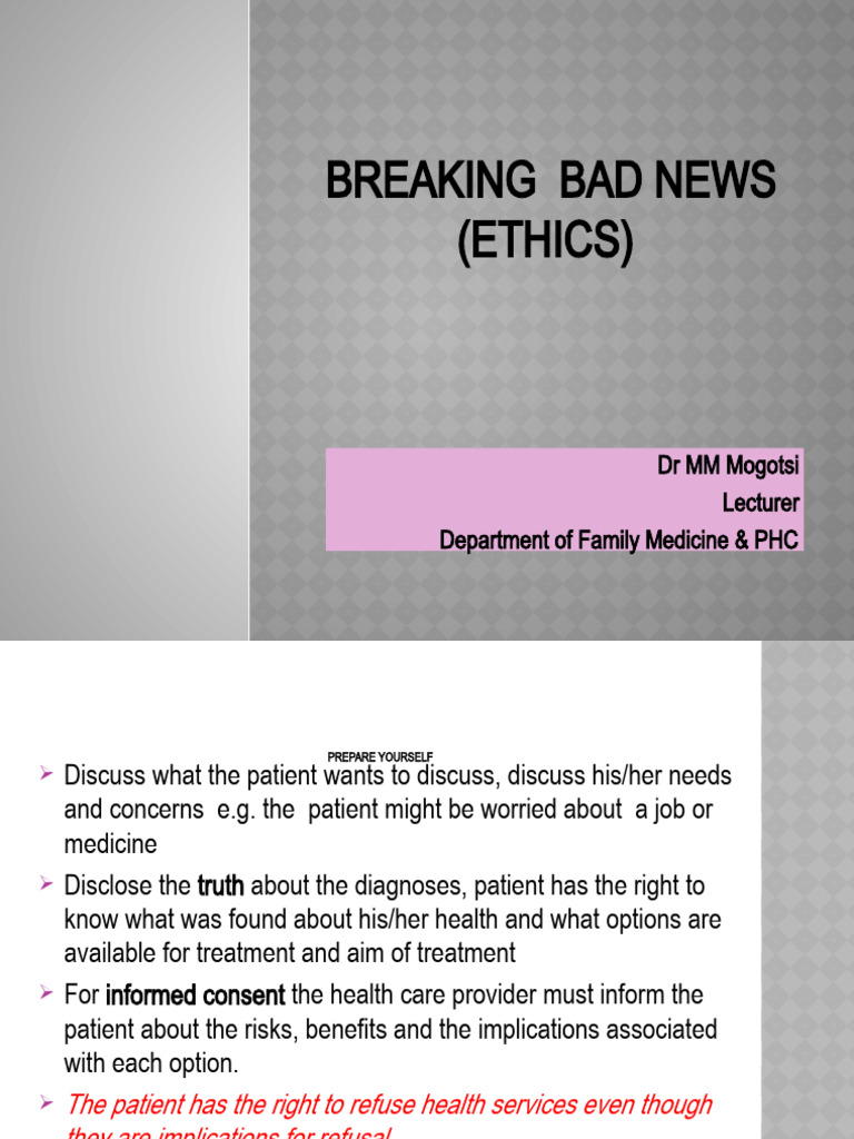 Breaking Badnews (Ethics) 2023 | PDF | Terminal Illness | Medical Ethics