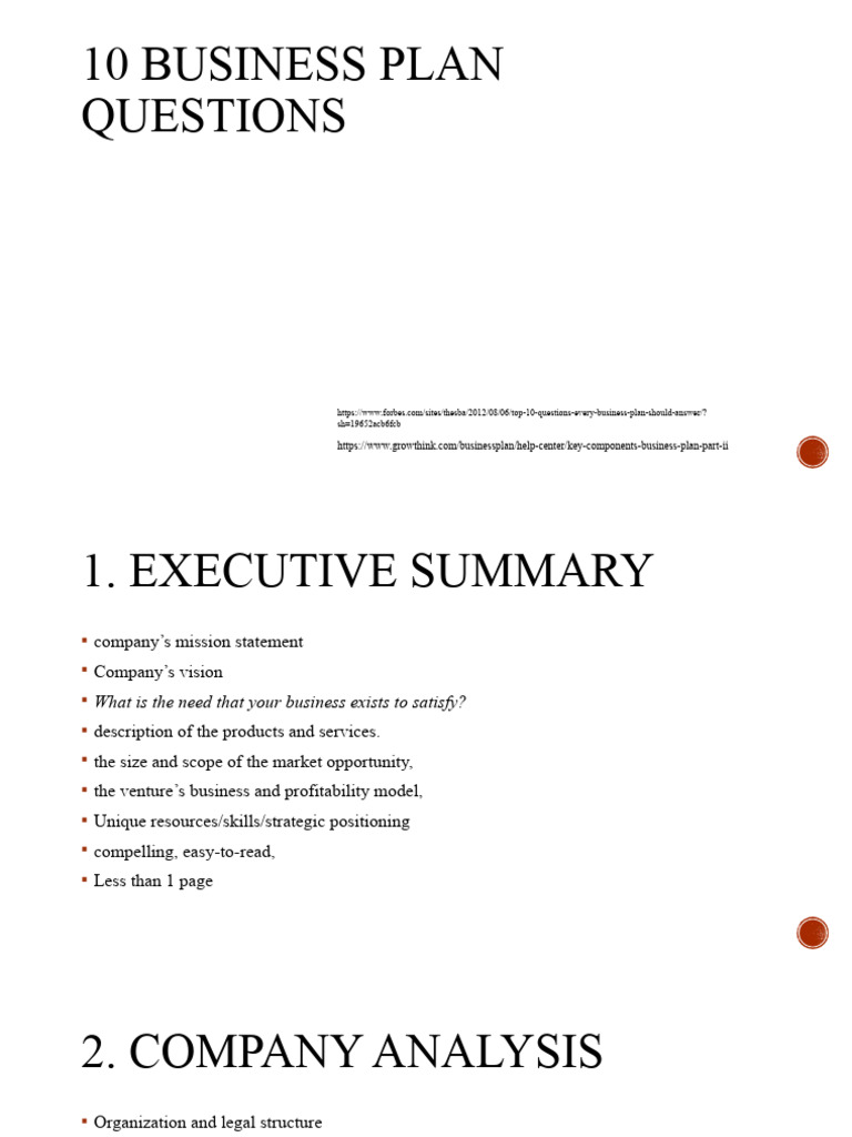 10 Business Plan Questions | PDF | Business Plan | Venture Capital