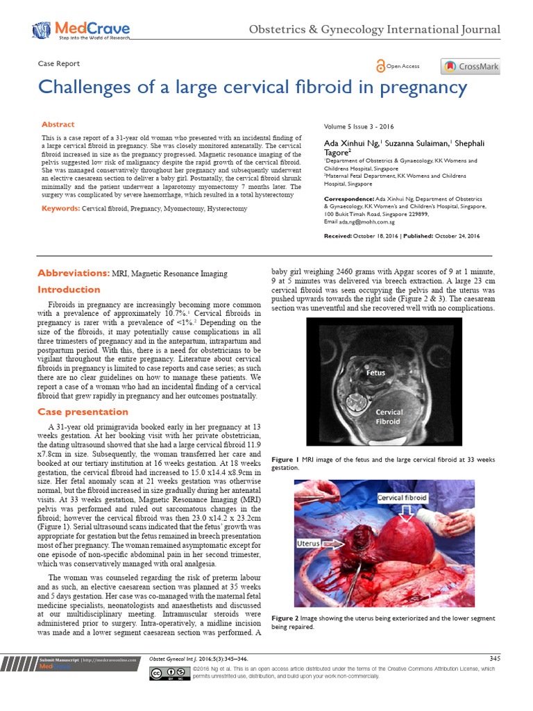 Challenges of A Large Cervical Fibroid in Pregnancy | PDF | Obstetrics ...