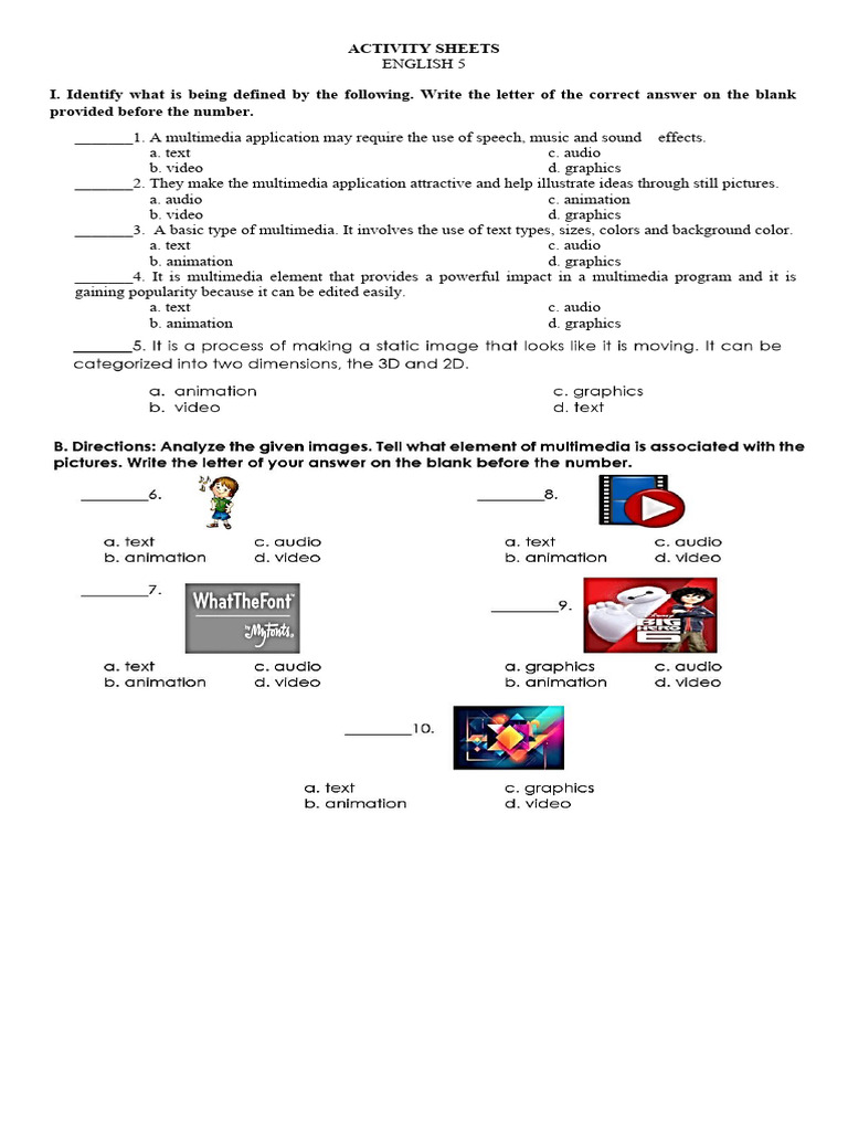 ENGLISH 5 Activity Sheet Q4 W1 | PDF | Art | Computers