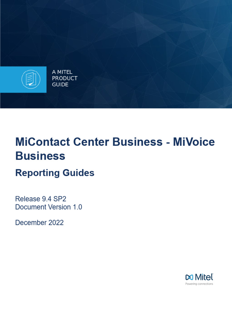 MiCC_ContactCenterReportsGuide | PDF | Interactive Voice Response | Databases