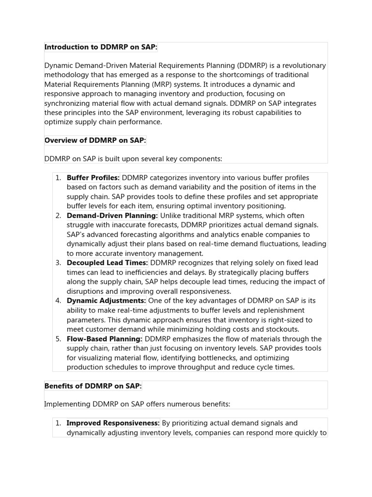 Introduction To DDMRP On SAP | PDF | Inventory | Supply Chain