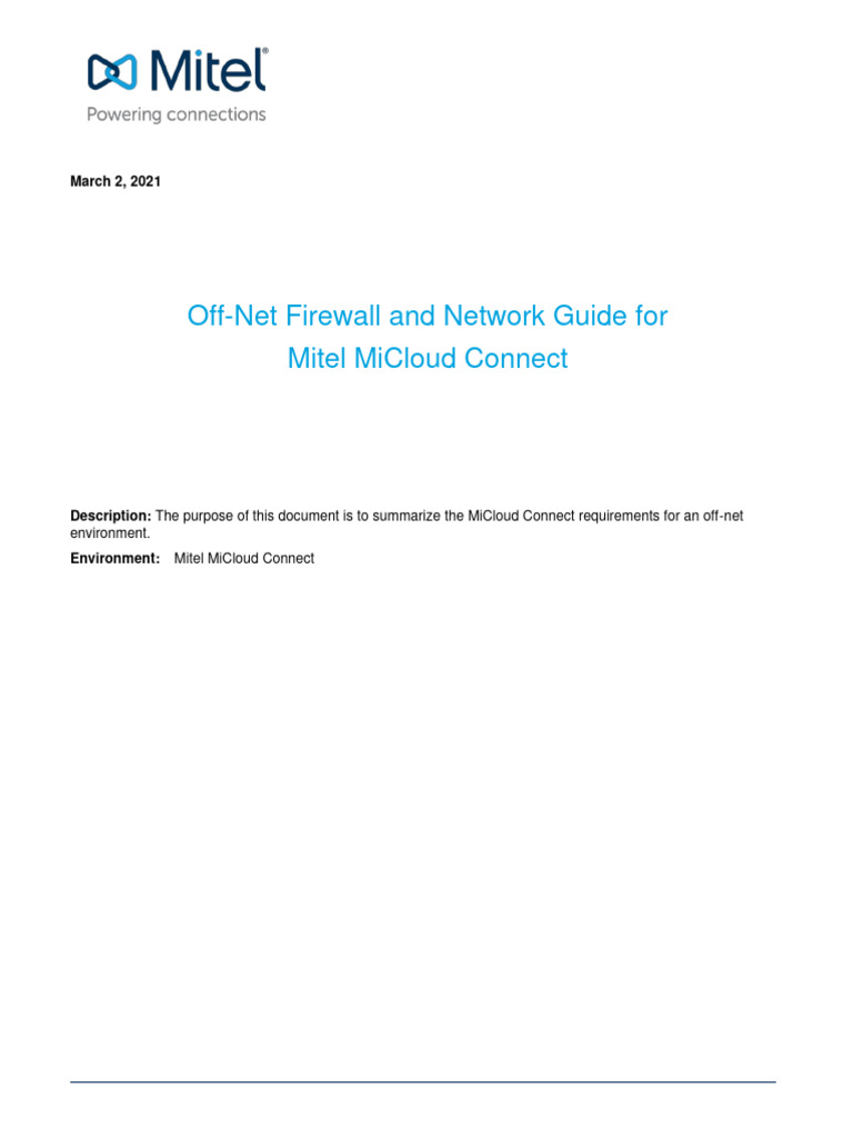 Off-Net Firewall and Network Guide | PDF | Port (Computer Networking) | Computer Network
