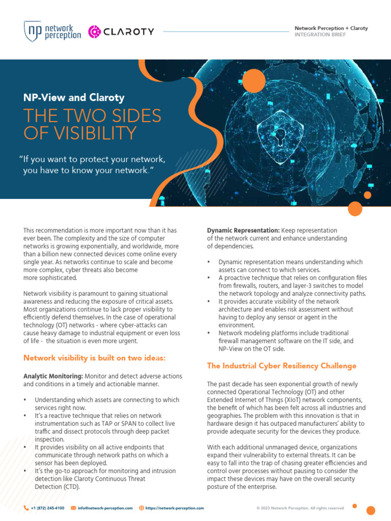 Claroty - NP Final Solution Brief | PDF | Computer Network | Computer Security