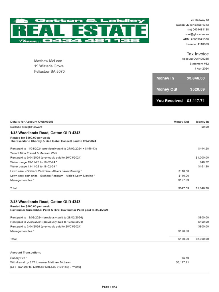 McLean - Ownership Statement - 48 Woodlands RD | PDF | Money | Economies
