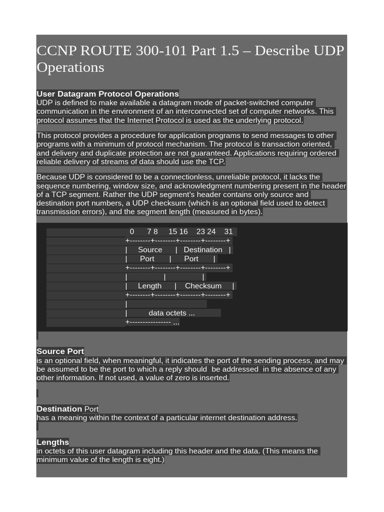 UDP Operation | PDF | Internet Protocols | Network Protocols