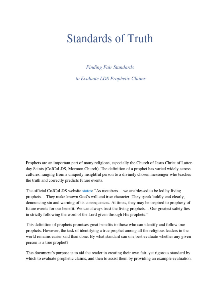 Standards of Truth | PDF | Prophet | Prophecy