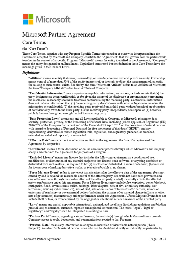 Microsoft Partner Agreement Overview | PDF | Taxes | Breach Of Contract