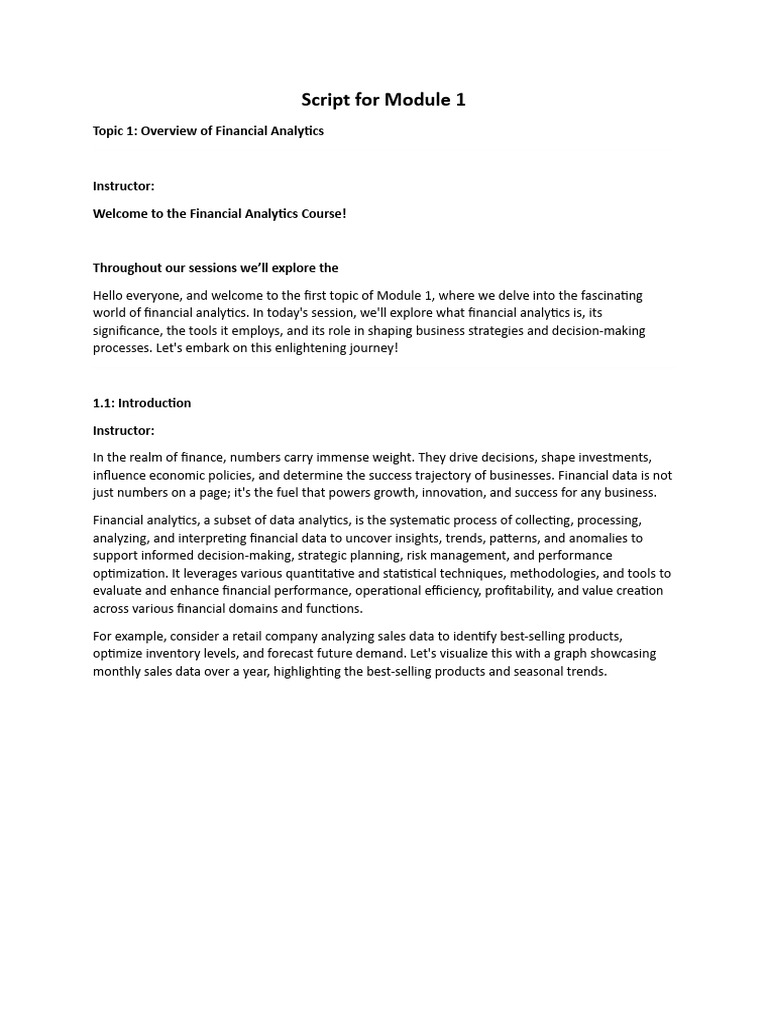 Script for Module 1 | PDF | Balance Sheet | Cash Flow Statement